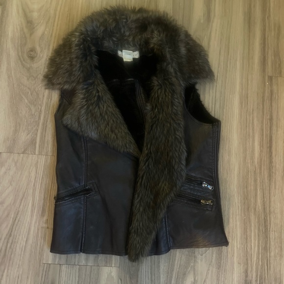 Love Stitch | Jackets & Coats | Furry Fake Leather Vest | Poshmark
